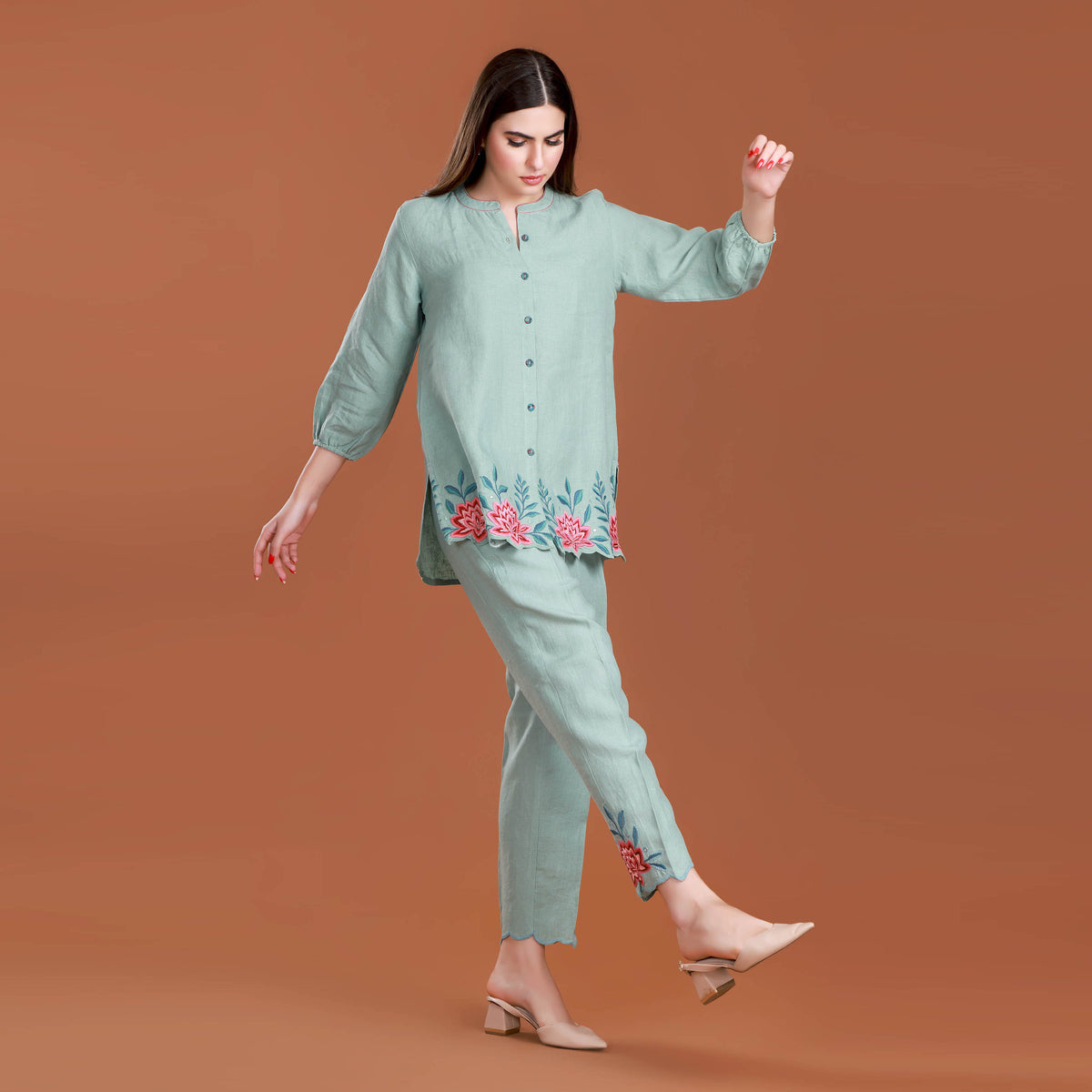 Scarlet Mint Set – Linen and Linens